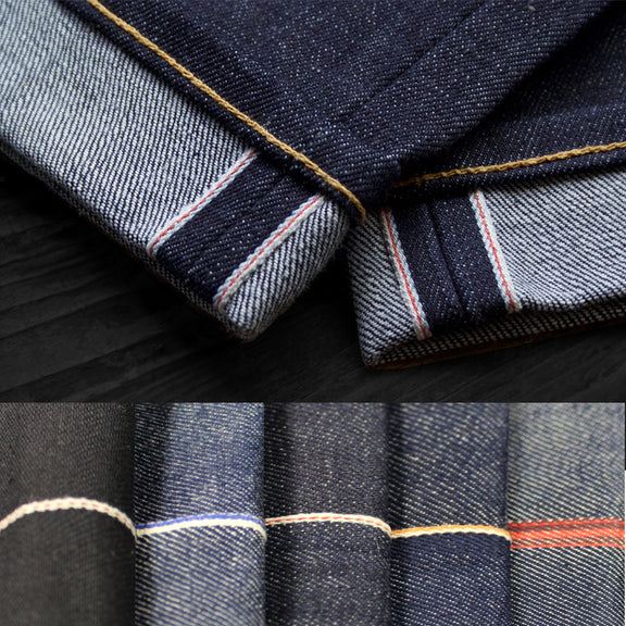 Japanese stretch selvedge denim 375 GSM - red beaded selvedge/black ...