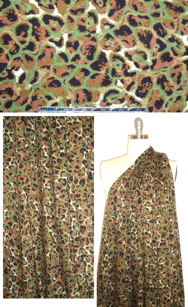 Italian green/sienna animal rayon/lycra knit 1.75 yds – EOS Fabrics