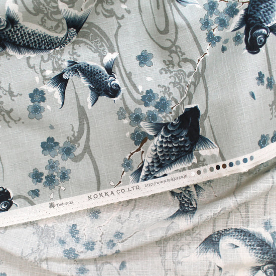 Kokka Japan "todoroki koi" dobby cloth - powder blue from EOSFabrics ...