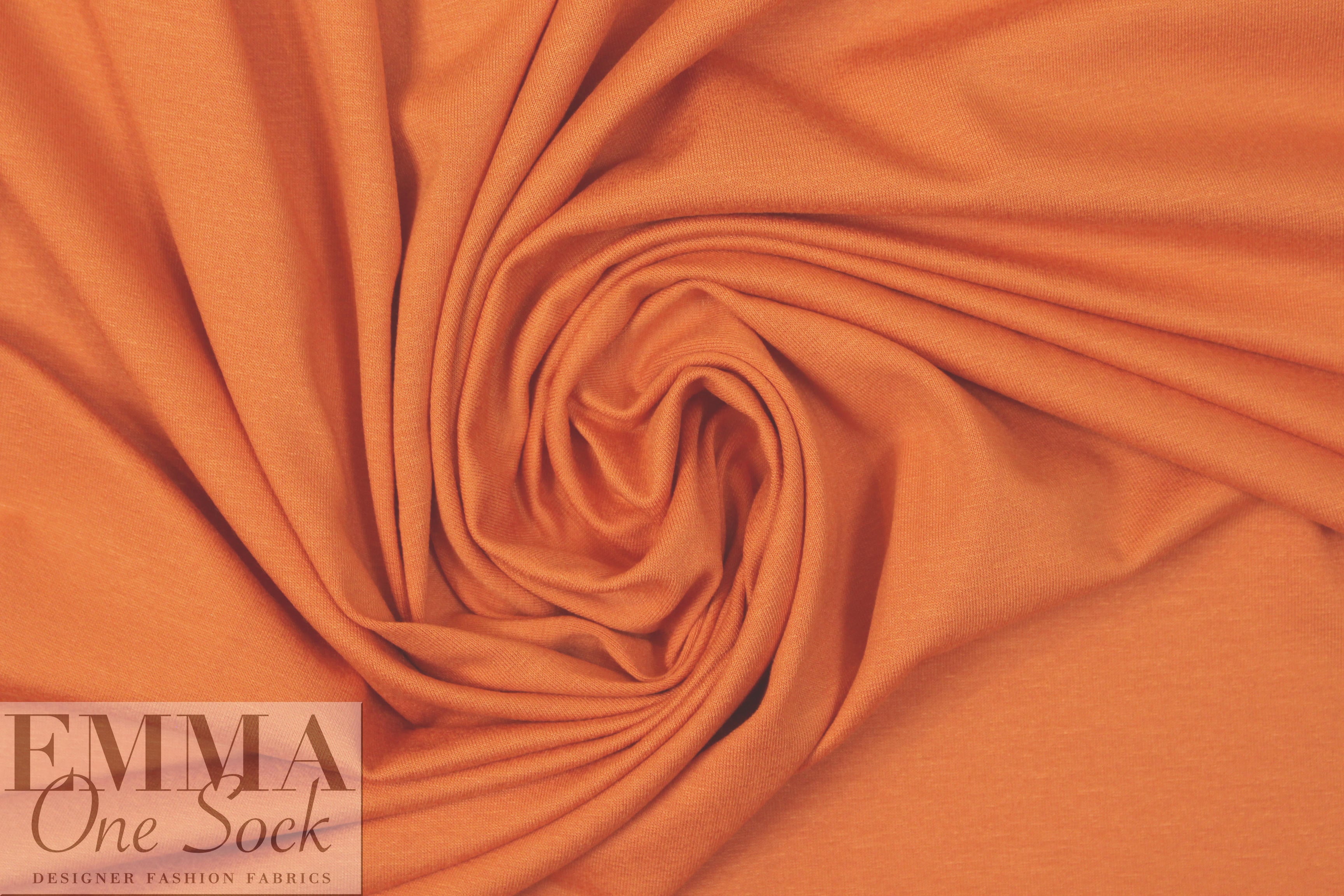 mandarin orange lightweight rayon jersey 4-way 1.875 yd – EOS Fabrics