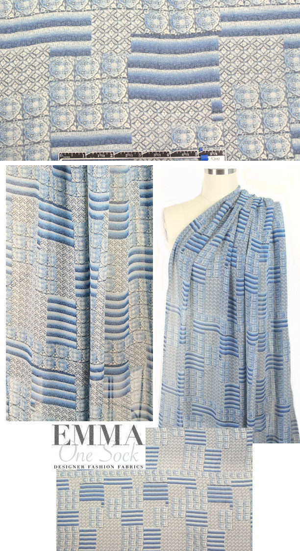 NY designer graphic patches print silk chiffon 2 yd – EOS Fabrics