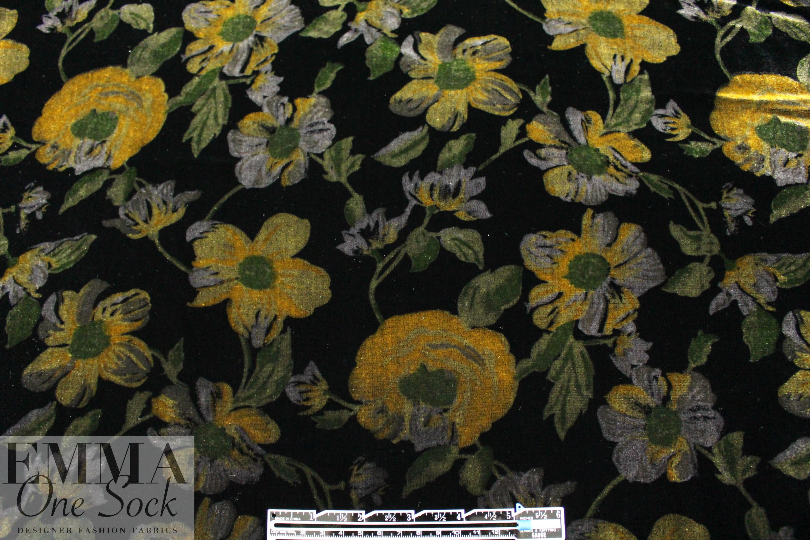 NY designer lush rayon/silk velvet - amber floral – EOS Fabrics